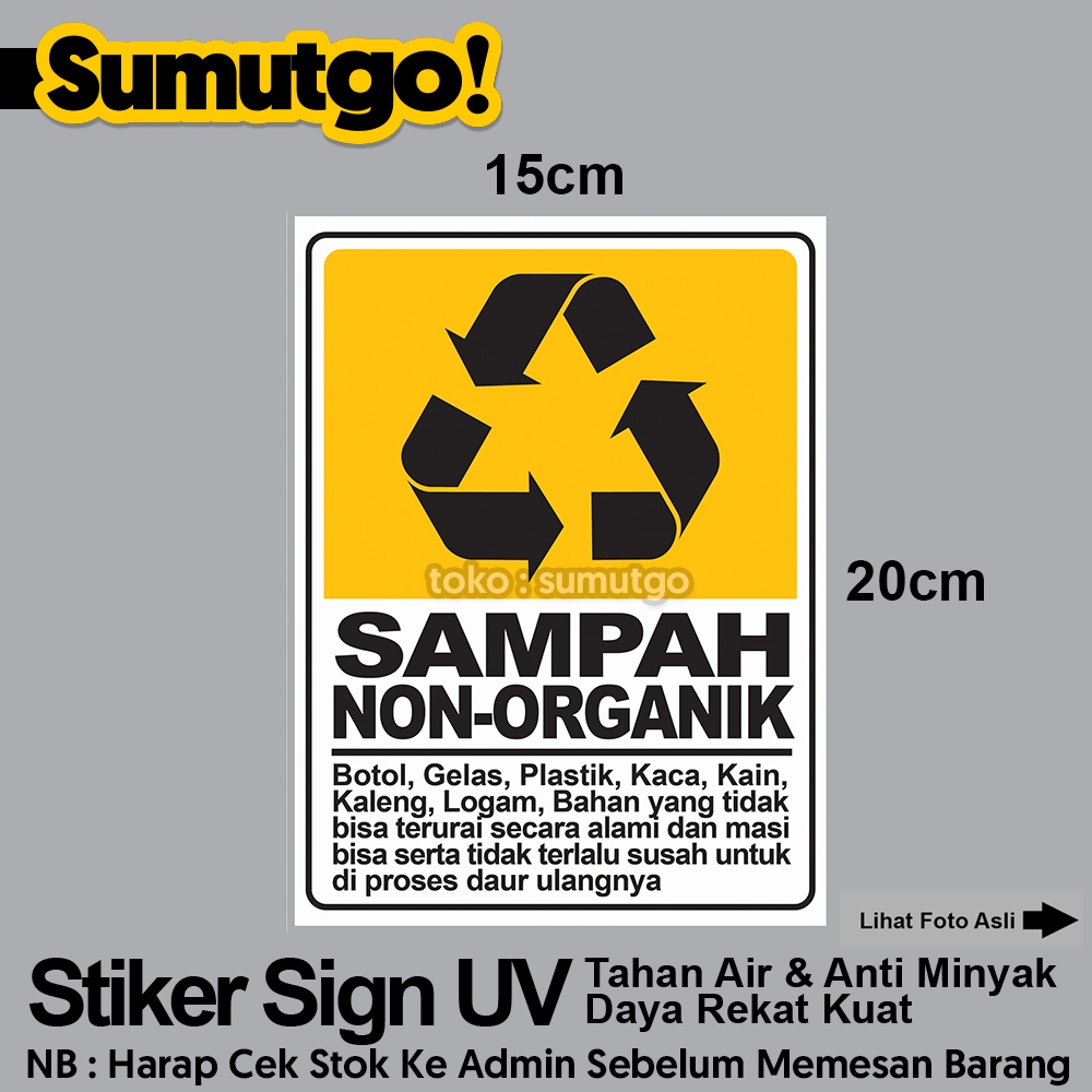 Jual Stiker Sampah Non Organik Anorganik Inorganic Waste Kuning uk 15 x ...