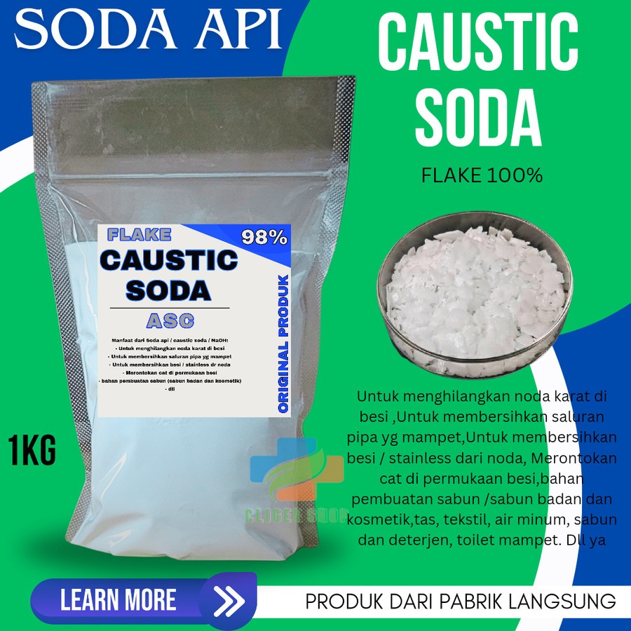 Jual SODA API ASLI 100% / CAUSTIC SODA FLAKE 1KG / NaOh 1kg | Shopee ...