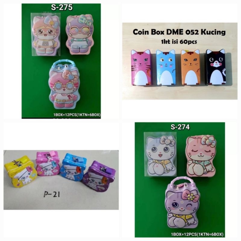 Jual FREE BUBLE & DUS Coin Box Celengan Piggy Bank Kunci Gembok Kucing ...