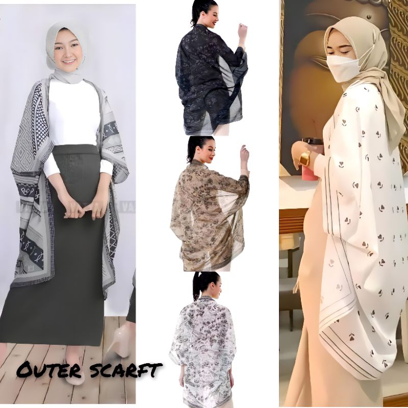 Jual | COD | outer scarf motif printing / ootd pakaian wanita / Outwear ...