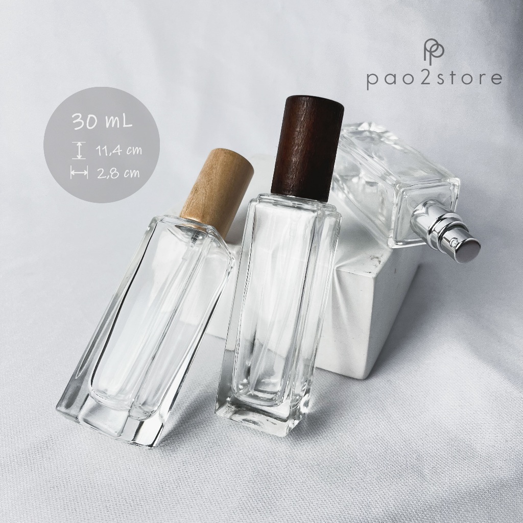 Jual Botol Parfum Spray - Tutup Kayu - Kaca Kotak Tebal Clear - Refill ...