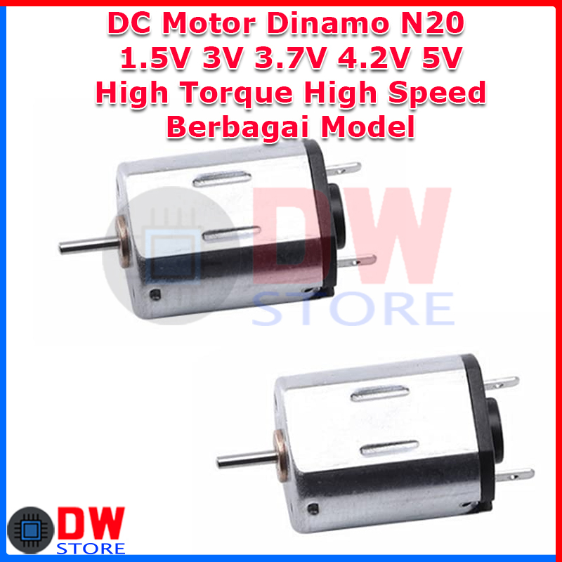 Jual DC Micro Motor Dinamo N20 High Speed RPM 1.5V 2V 3V 3.7V 4.2V 5V ...
