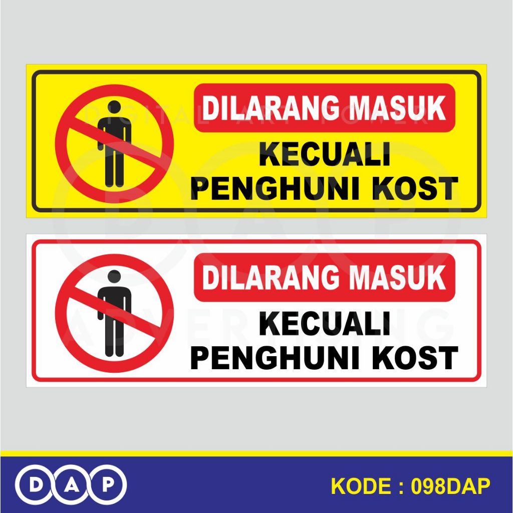 Jual 098 - STIKER DILARANG MASUK KECUALI PENGHUNI KOST - 30 x 10 CM ...