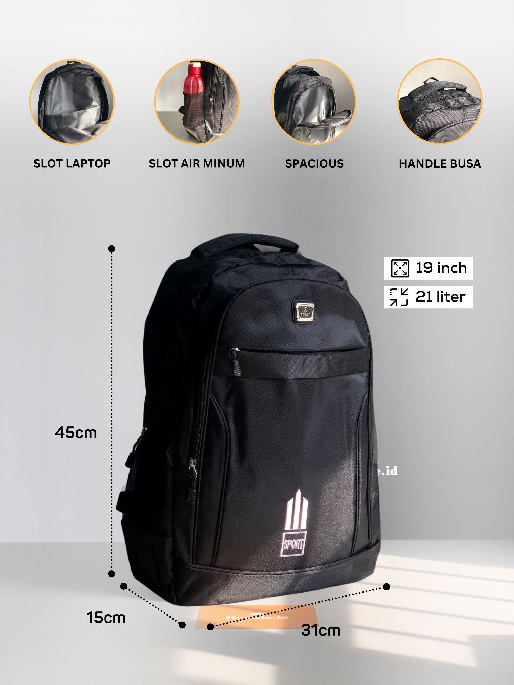 Jual ATHENA BACKPACK IMPOR NILON SEMI PARASUT SLOT LAPTOP BAGIAN DALAM ...