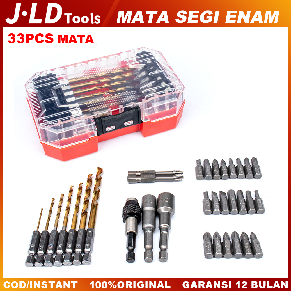 Jual JLD 33Pcs Mata bor (HSS kayu beton obeng) Mata bor set Mata Segi ...