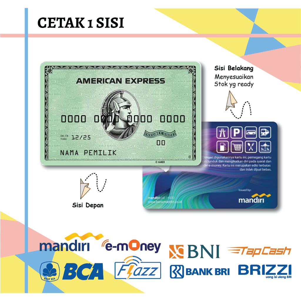 Jual KARTU EMONEY DEBIT CREDIT AMEX GREEN E MONEY MANDIRI FLAZZ BCA GEN ...