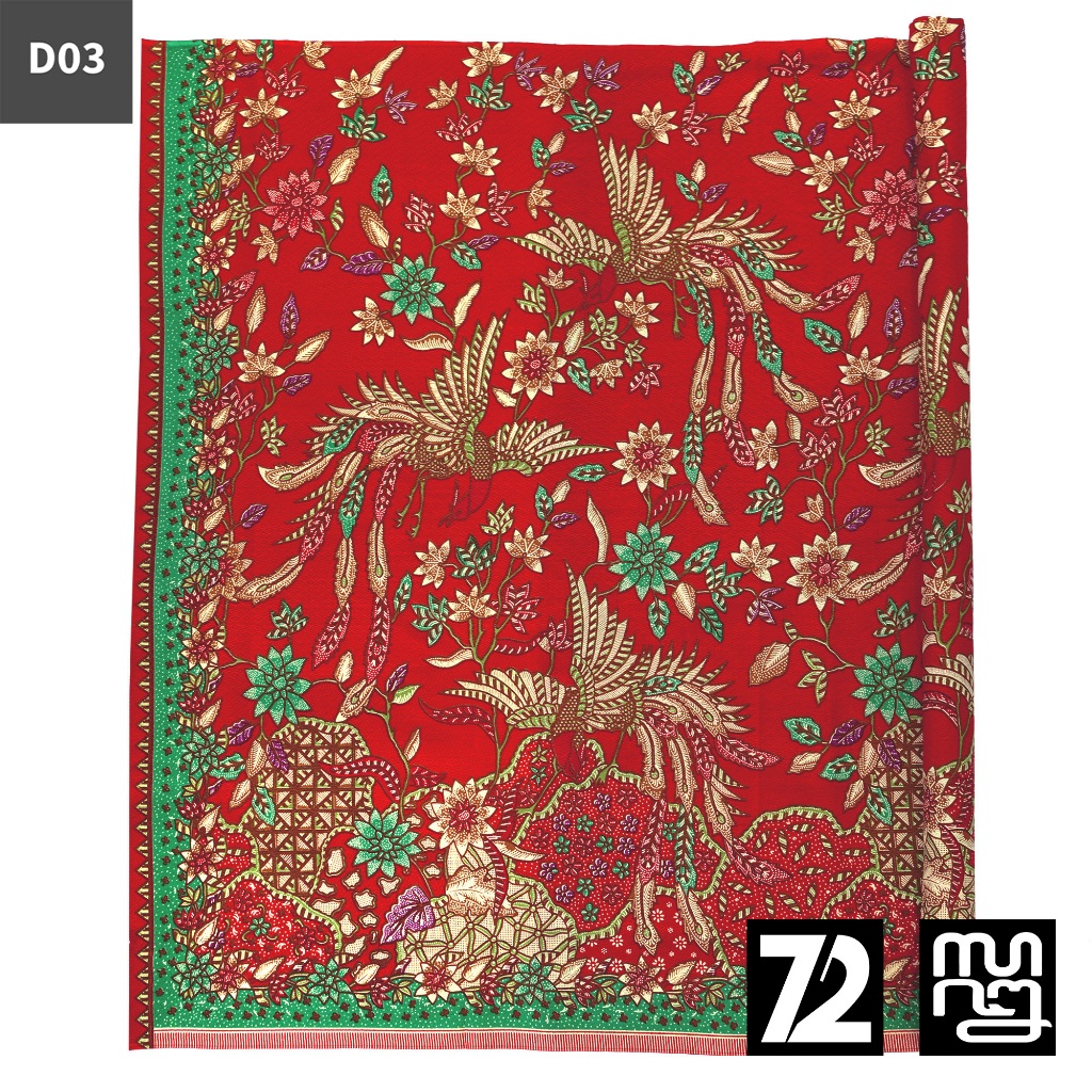 Jual KAIN BATIK PREMIUM Dobby Motif Burung Cendrawasih Warna Merah ...