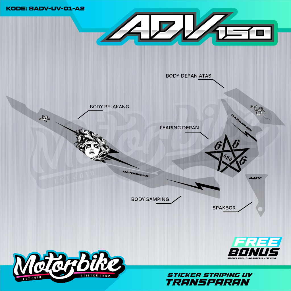 Jual STRIPING UV TRANSPARAN VARIASI HONDA ADV 150 MOTIF MEDUSA TERBARU ...