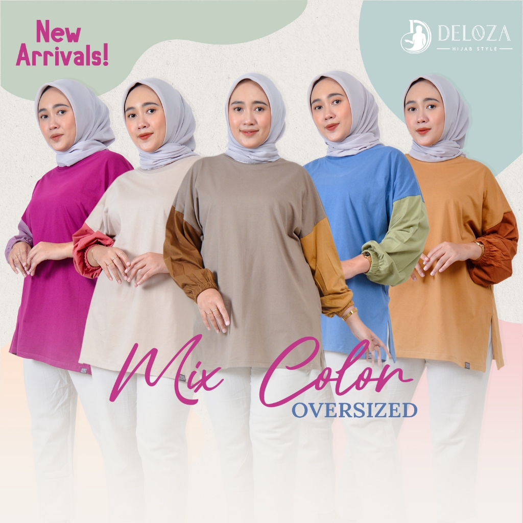 Jual MIx Color Kaos Oversize Wanita Jumbo Lengan Panjang Balon Cotton ...
