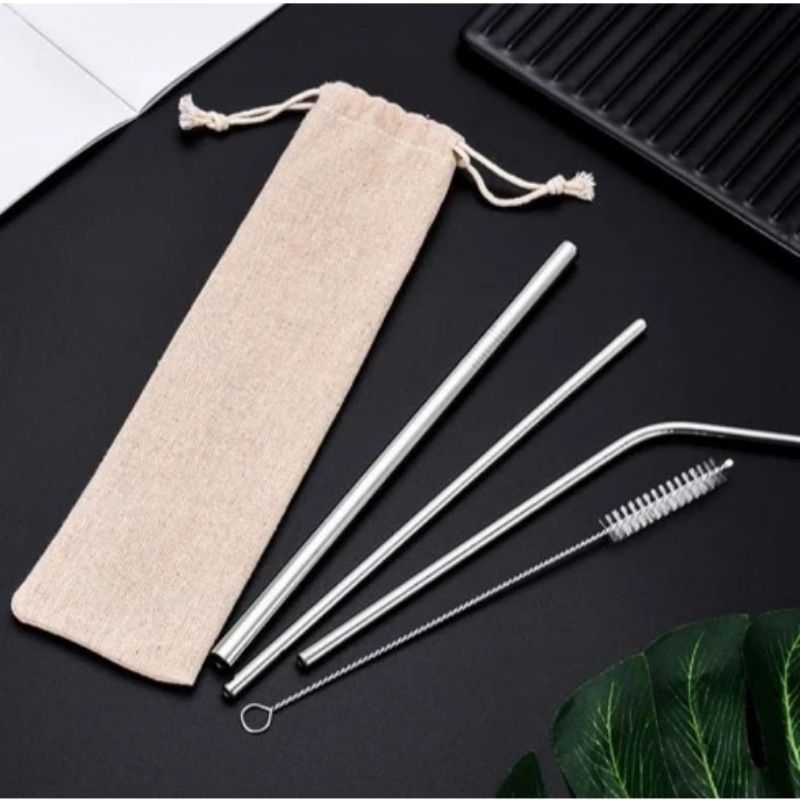 Jual Sedotan Stainless Set Premium 5 in 1 / Sedotan STAINLESS Steel ...