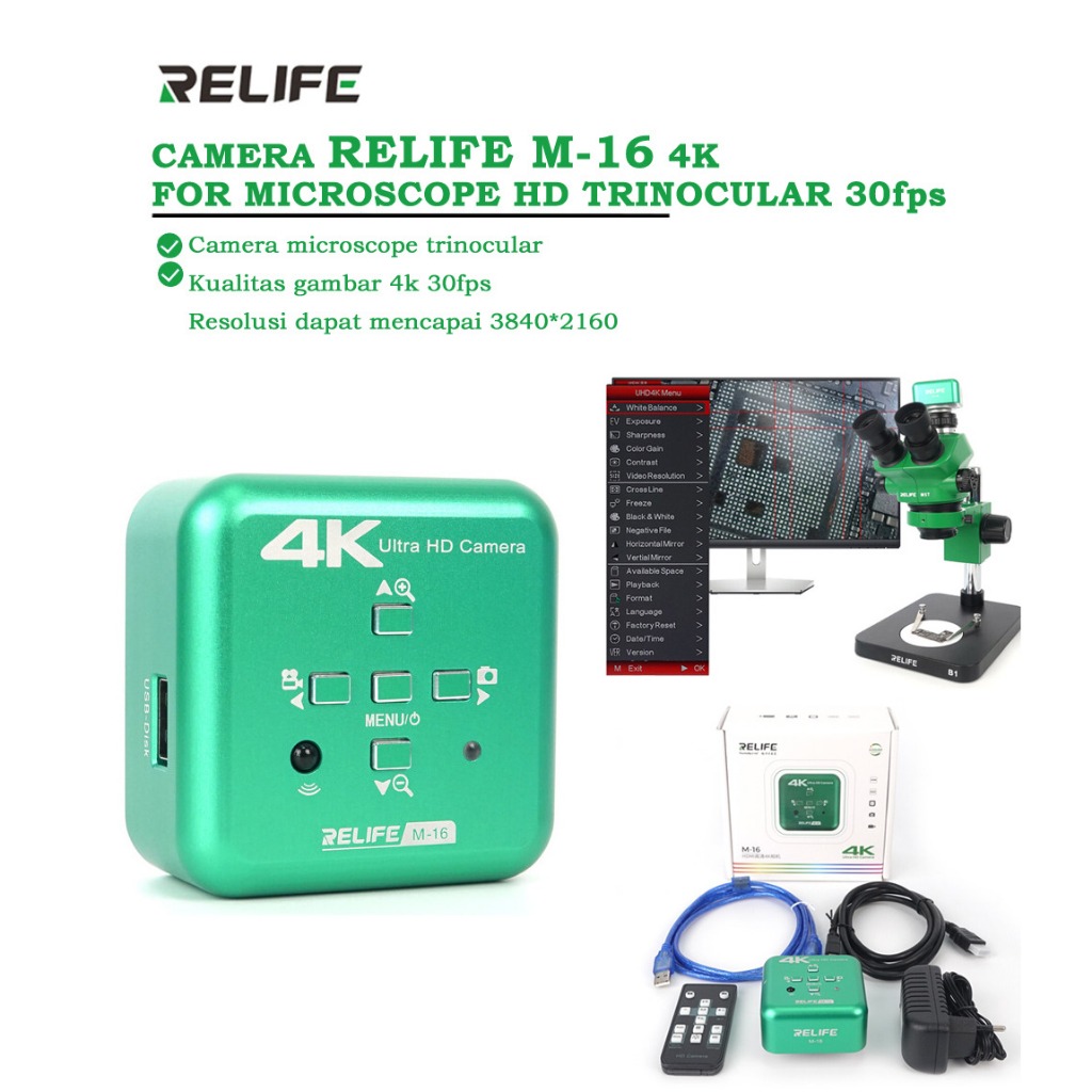Jual CAMERA RELIFE M-16 4K FOR MICROSCOPE HD TRINOCULAR 30 FPS | Shopee ...
