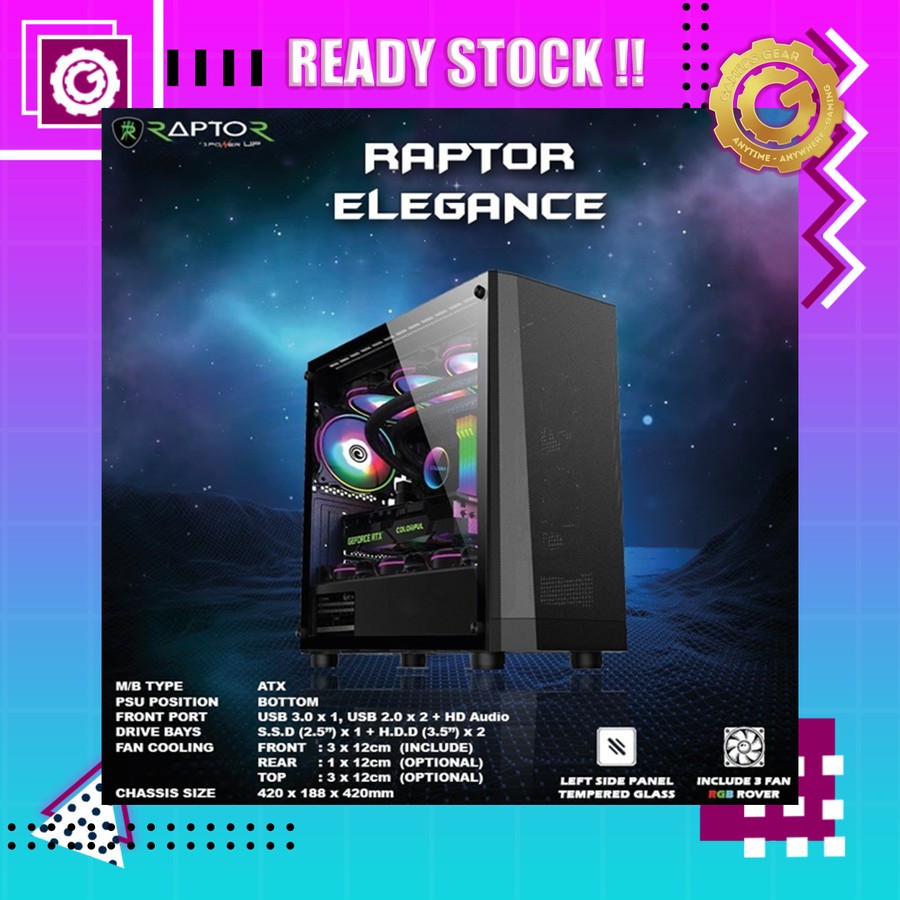 Jual Casing Komputer PC 3Power Up Raptor Elegance with LED FAN M-ATX ...