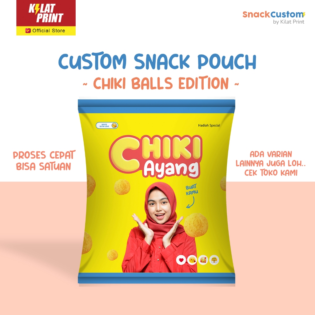 Jual Snack Custom Foto Teks Bungkus Pouch Jumbo Ala Chiki Balls Edition | Shopee Indonesia