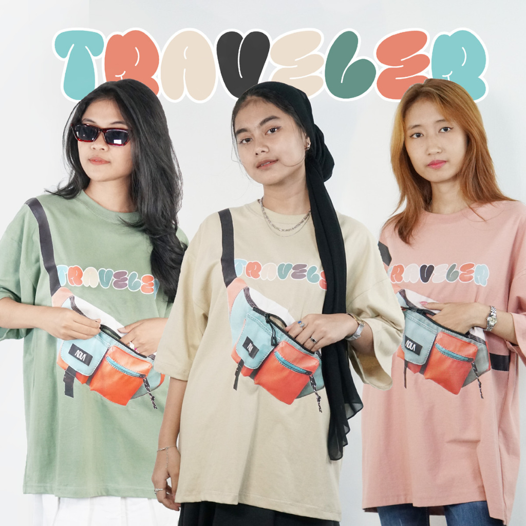Jual Kaos Oversize Graphic Traveler 3D Waistbag Pocket Tshirt Unisex ...