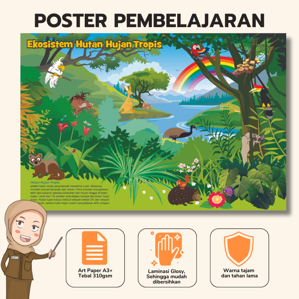 Jual Bu Guru Ria - Poster Ekosistem Hutan Hujan Tropis Edukasi ...