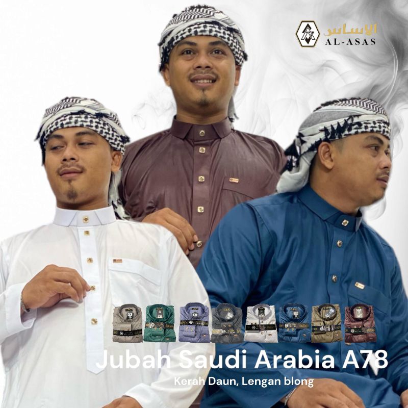 Jual AL ASAS Jubah Saudi Arabia A78 Kerah Daun Non manset (blong ...