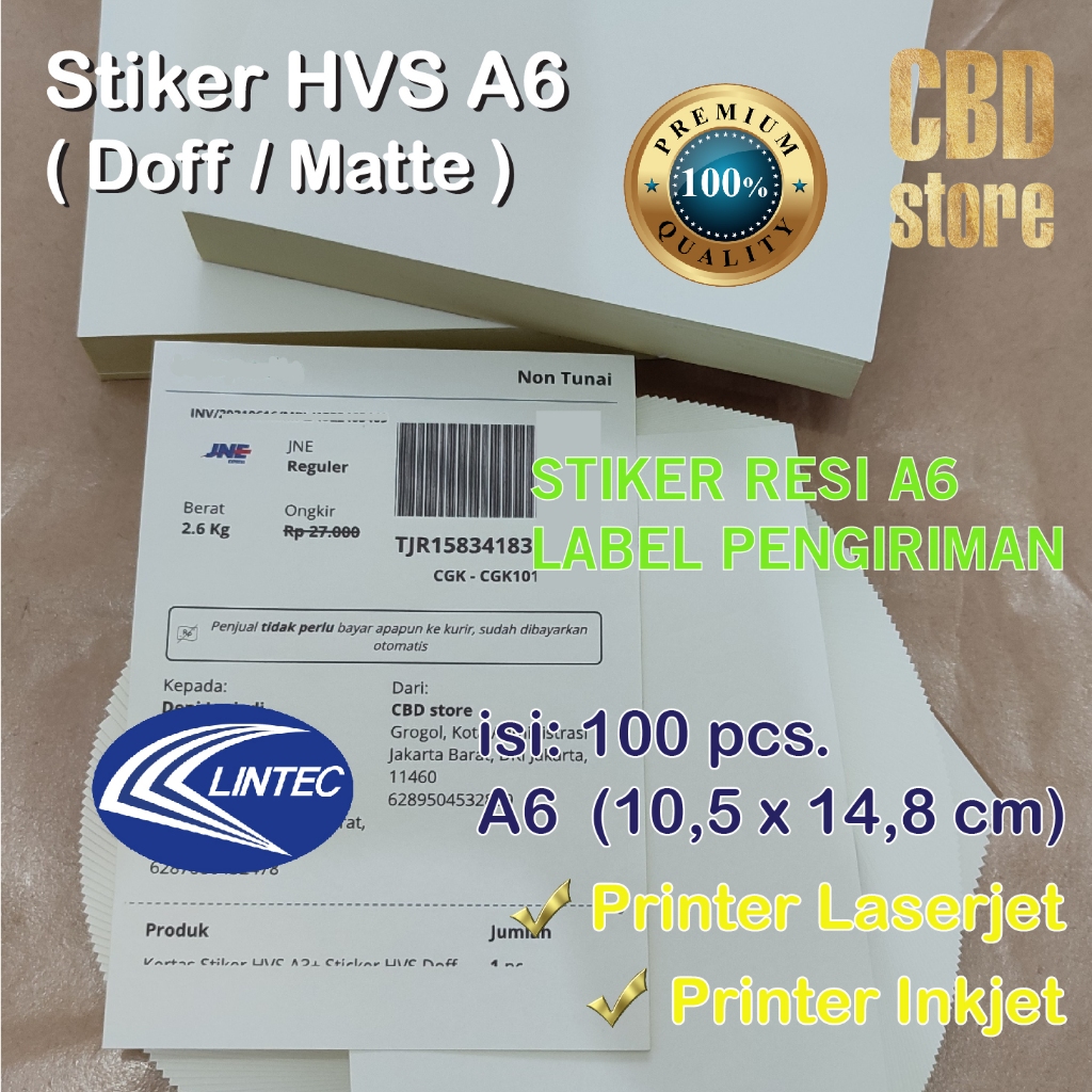 Jual Stiker HVS A6 10,5 x 14,8 cm 100 lembar Stiker Label Resi Alamat ...