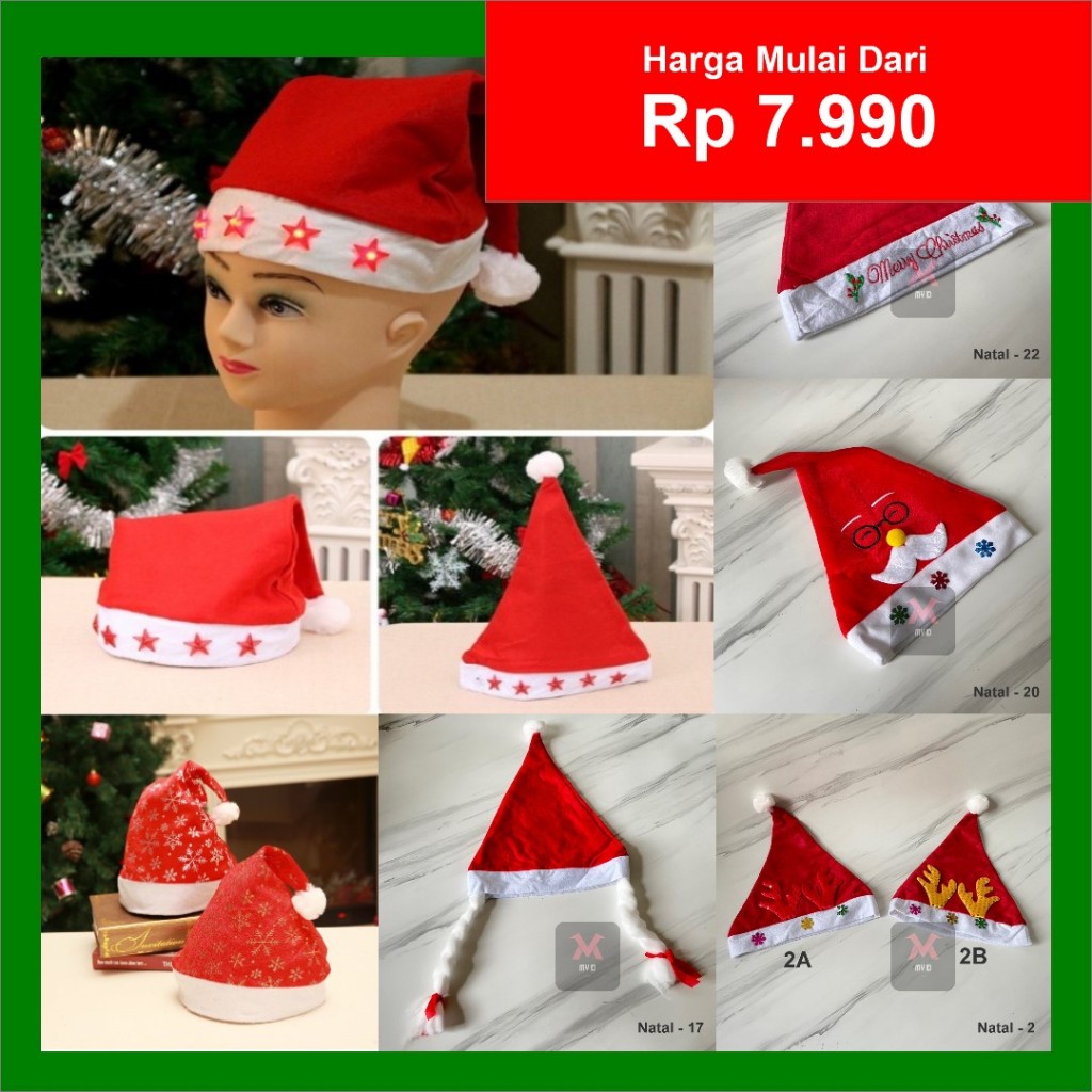 Jual MV.id_Official TOPI NATAL DEWASA TOPI NATAL MURAH POLOS MOTIF ...