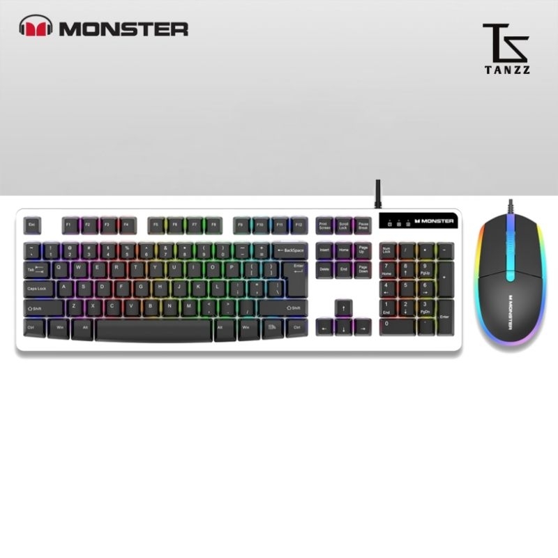 Jual Monster KM1 Pro Wired RGB Light Keyboard Mouse Set | Shopee Indonesia