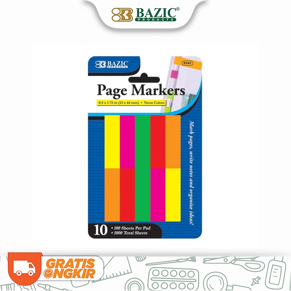 Jual Bazic Stick On Page Markers Neon - Sticky Notes / Penanda Halaman ...