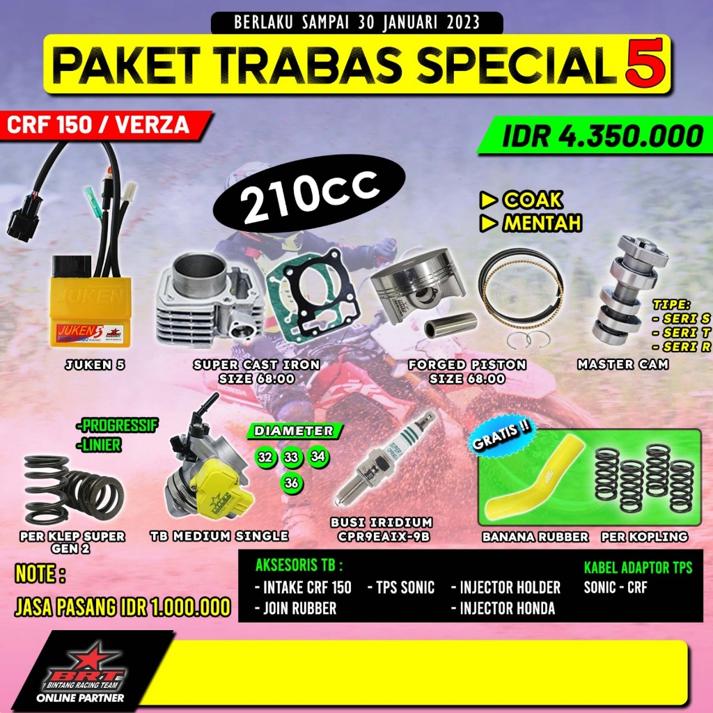 Jual PAKET BORE UP CRF 150 | VERZA | BRT | Shopee Indonesia
