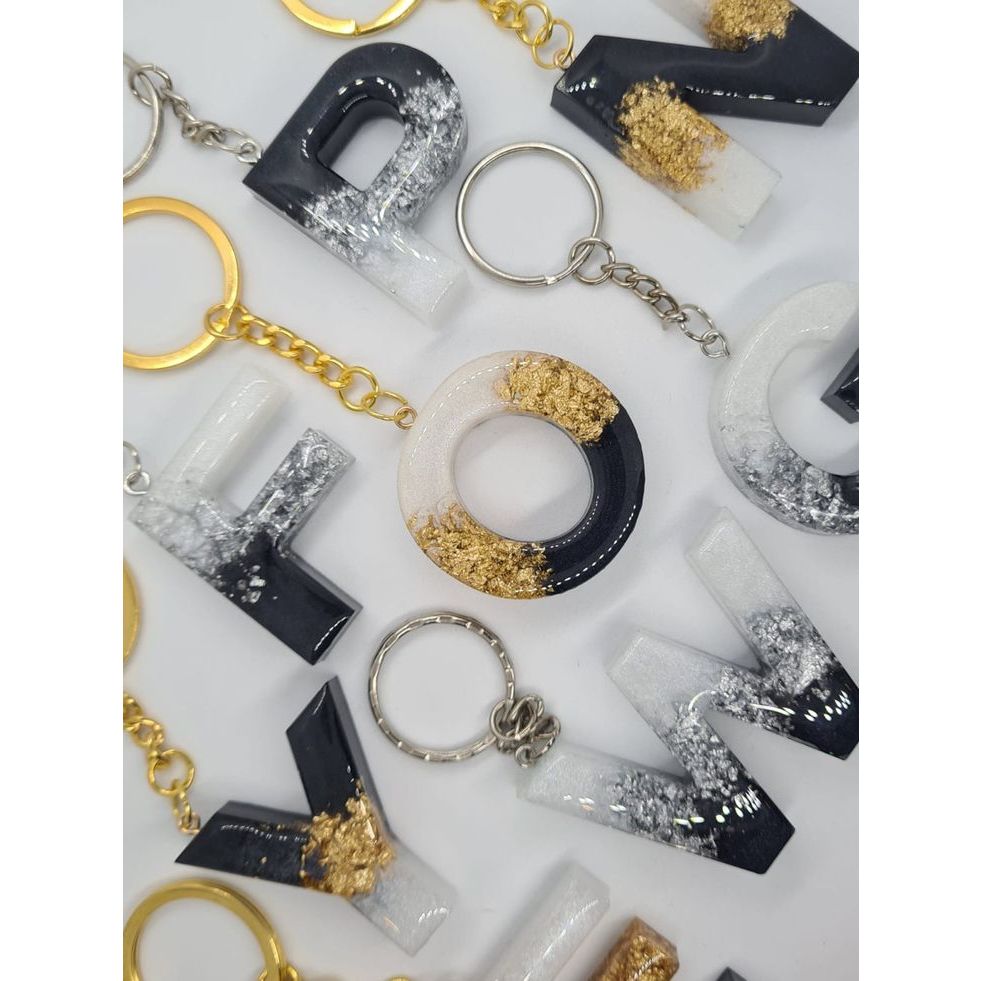 Jual CUSTOM/RANDOM Alphabet Resin Alphabet Letter Keychain Resin ...