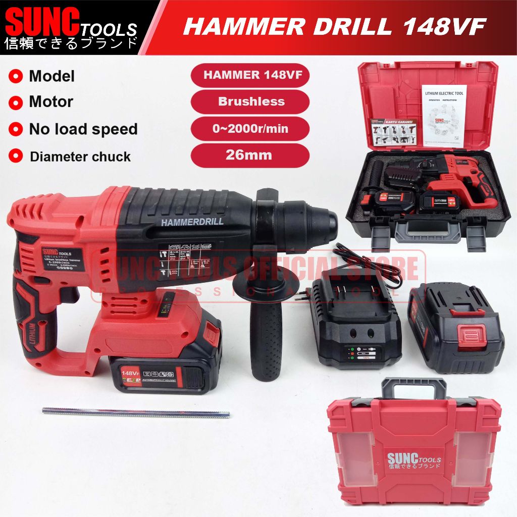 Jual SUNC TOOLS Mesin Bor Beton Cordless Rotary Hammer Drill Brushless ...