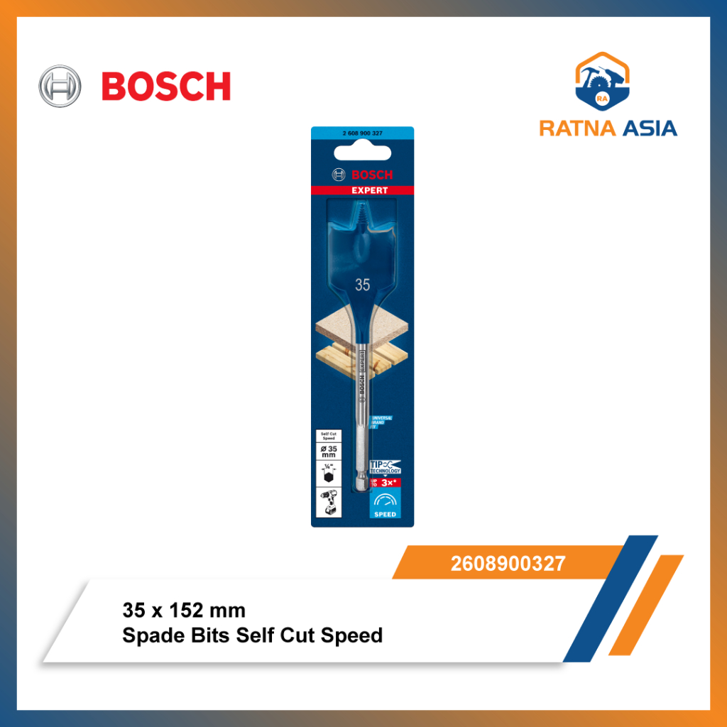 Jual Mata Bor Kayu Kipas Spade Bosch 35mm Selfcut Speed - Hex Shank ...