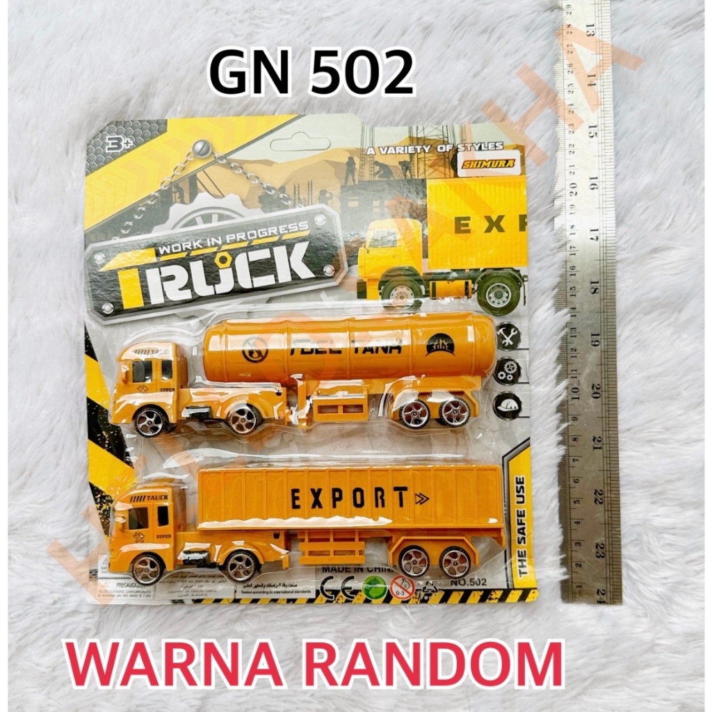 Jual MAINAN GN 502 WORK IN PROGRESS TRUCK ISI 2 PCS TRUK MUATAN MUAT ...
