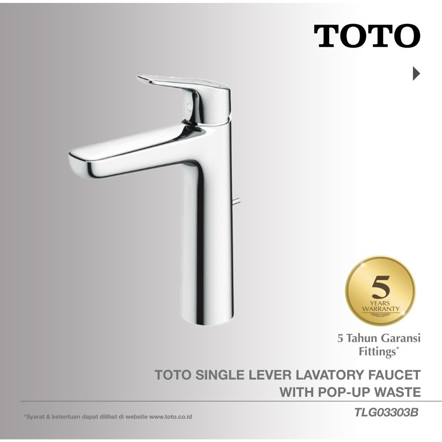 Jual TOTO Single Lever Lavatory Faucet with Pop-Up Waste TLG03303B ...