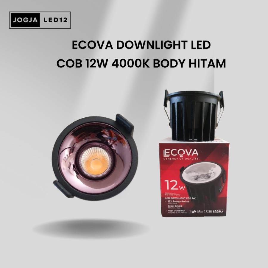 Jual Downlight Spotlight Led COB 12W 4000K Natural White Body Hitam Ecova | Shopee Indonesia