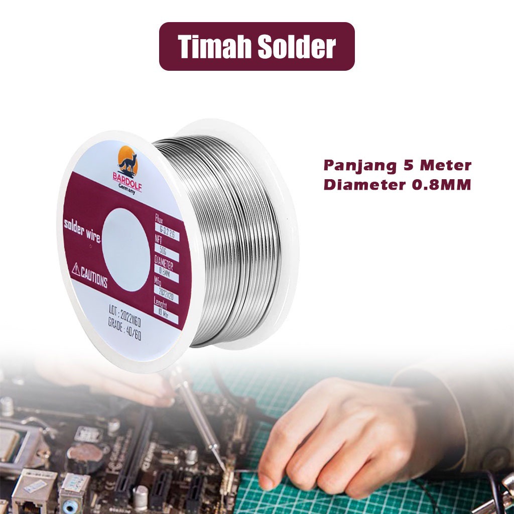 Jual Tinol Timah Solder 5 Meter 0.8mm Soldering Iron Core Wire - Solder ...