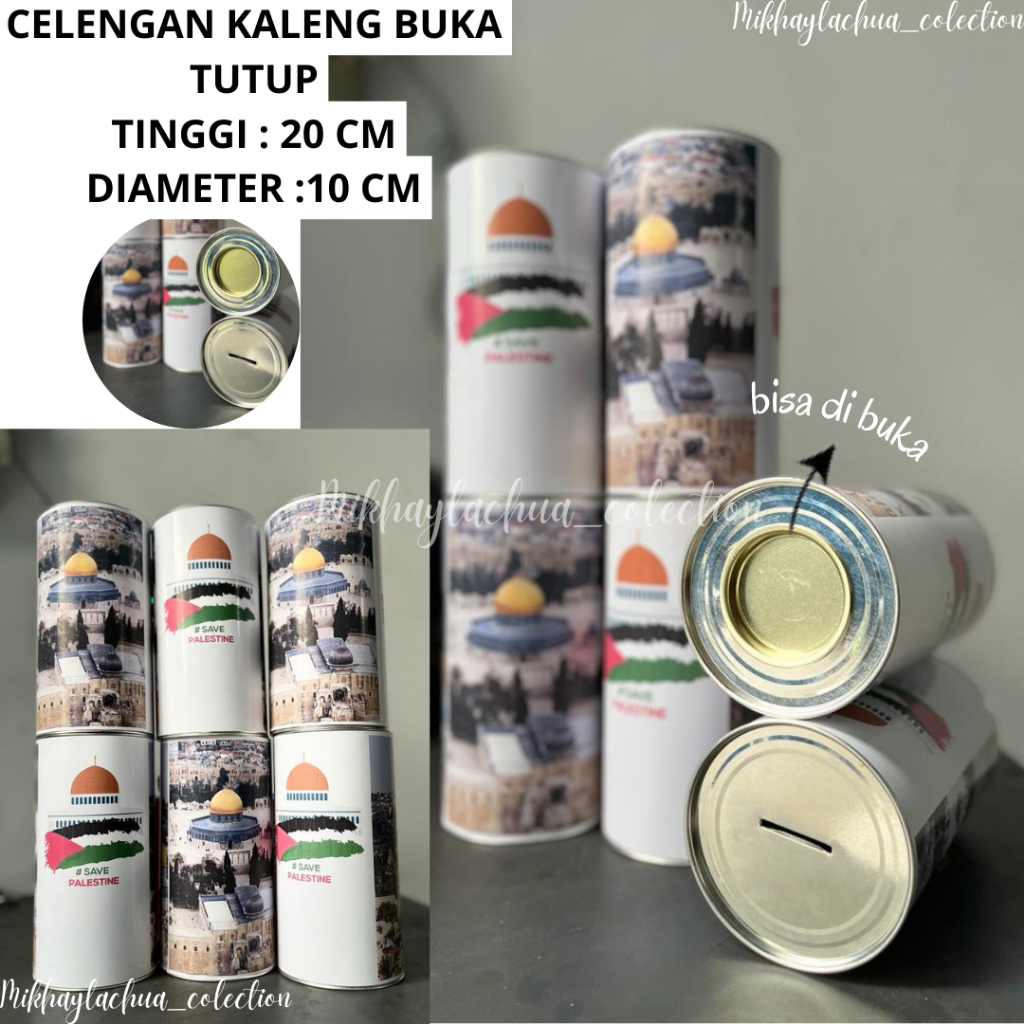 Jual Celengan Buka Tutup Kaleng Bendera Palestina Tinggi 20 CM Save ...
