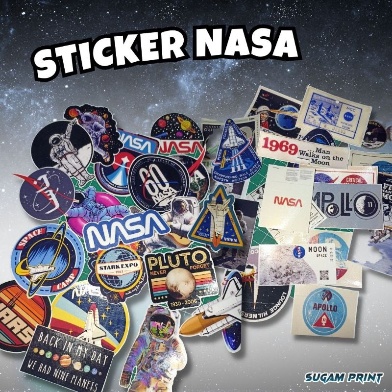 Jual Sticker "NASA" || Sticker Scrapbook, Notebook, HP, Helm, Laptop ...