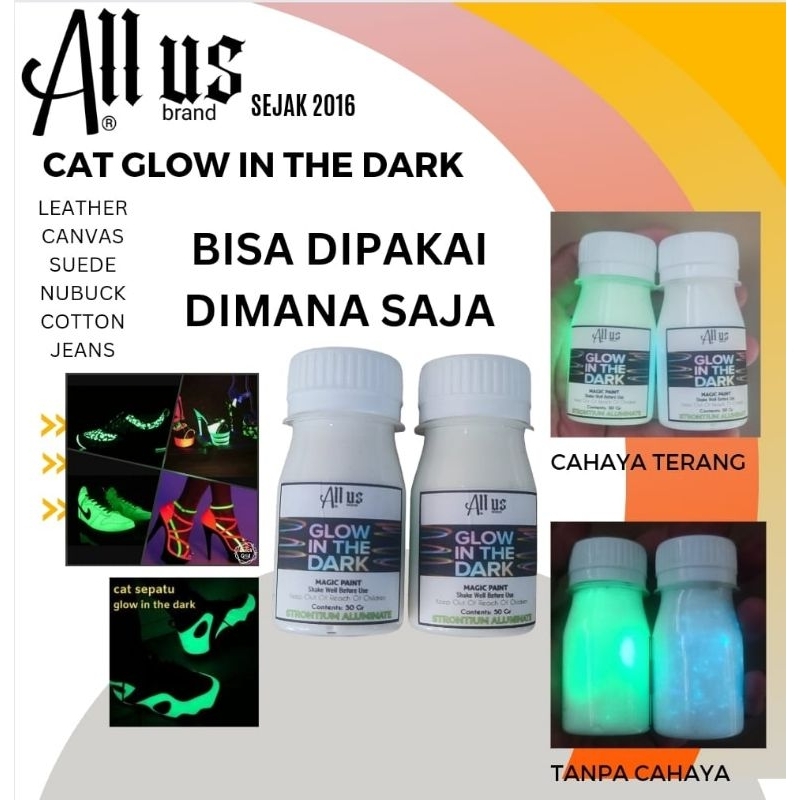 Jual Cat Akrilik Cat Glow In The Dark Cat Lukis Sablon Menyala Dalam ...
