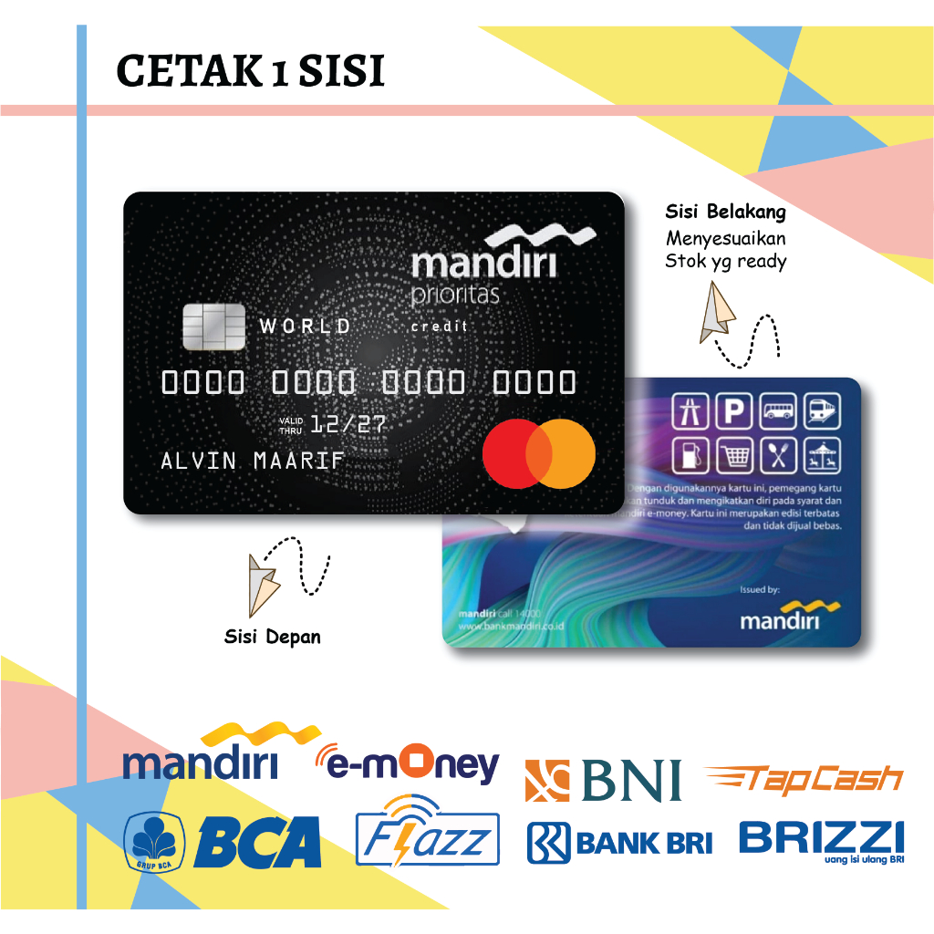 Jual KARTU EMONEY E TOLL DESIGN MANDIRI PRIORITAS BLACK DEBIT KREDIT ...
