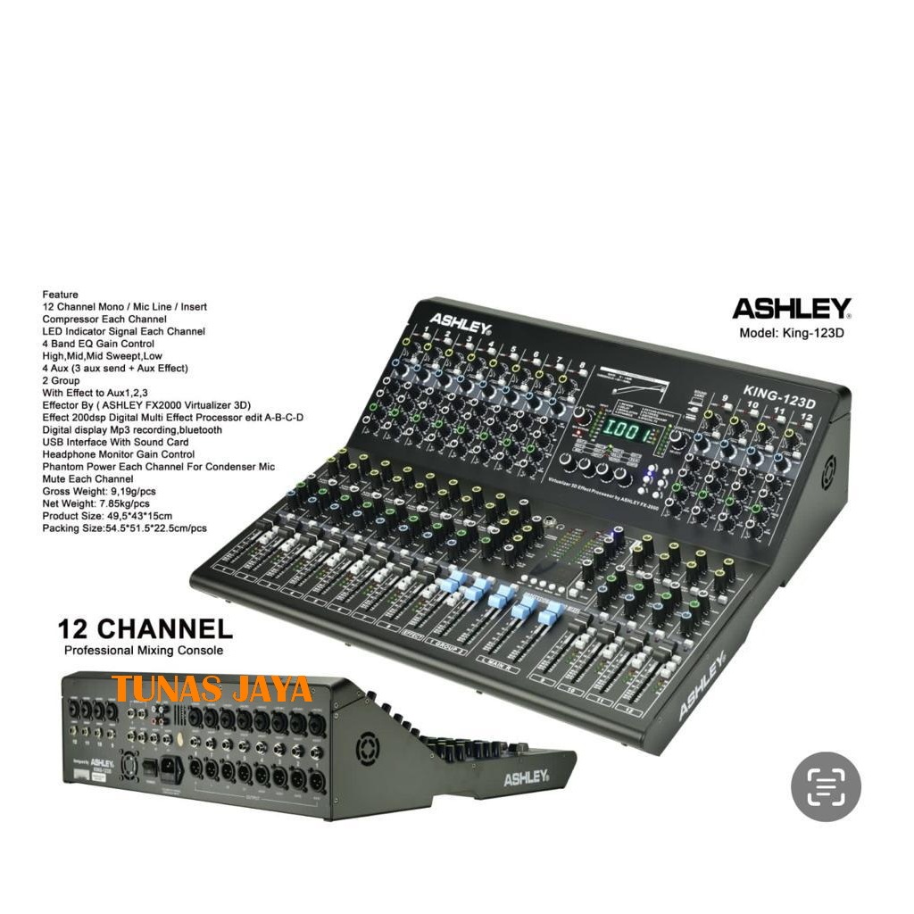 Jual MIXER ASHLEY KING123D KING12 3D KING123 D Effect 200dsp Digital ...