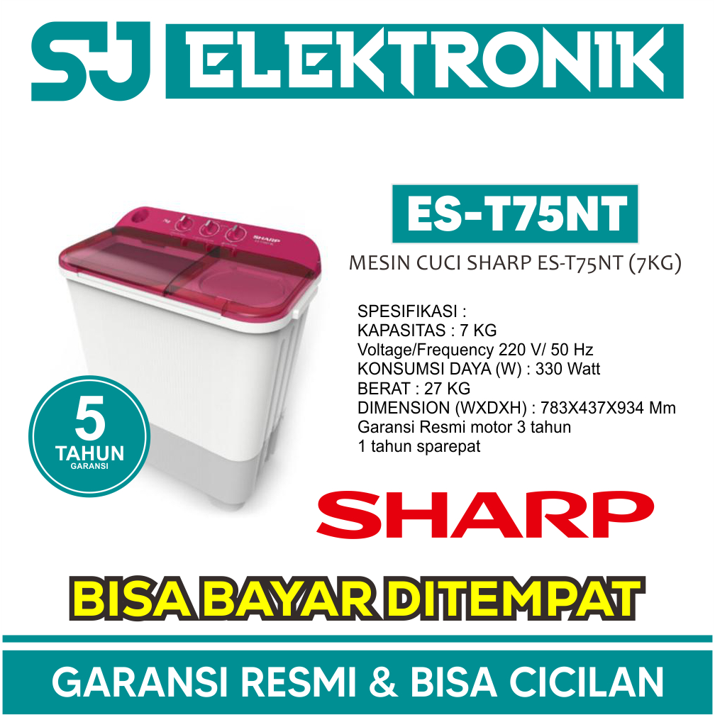 Jual MESIN CUCI SHARP ES-T75NT (7KG) 2 TABUNG PUREMAGIC | Shopee Indonesia