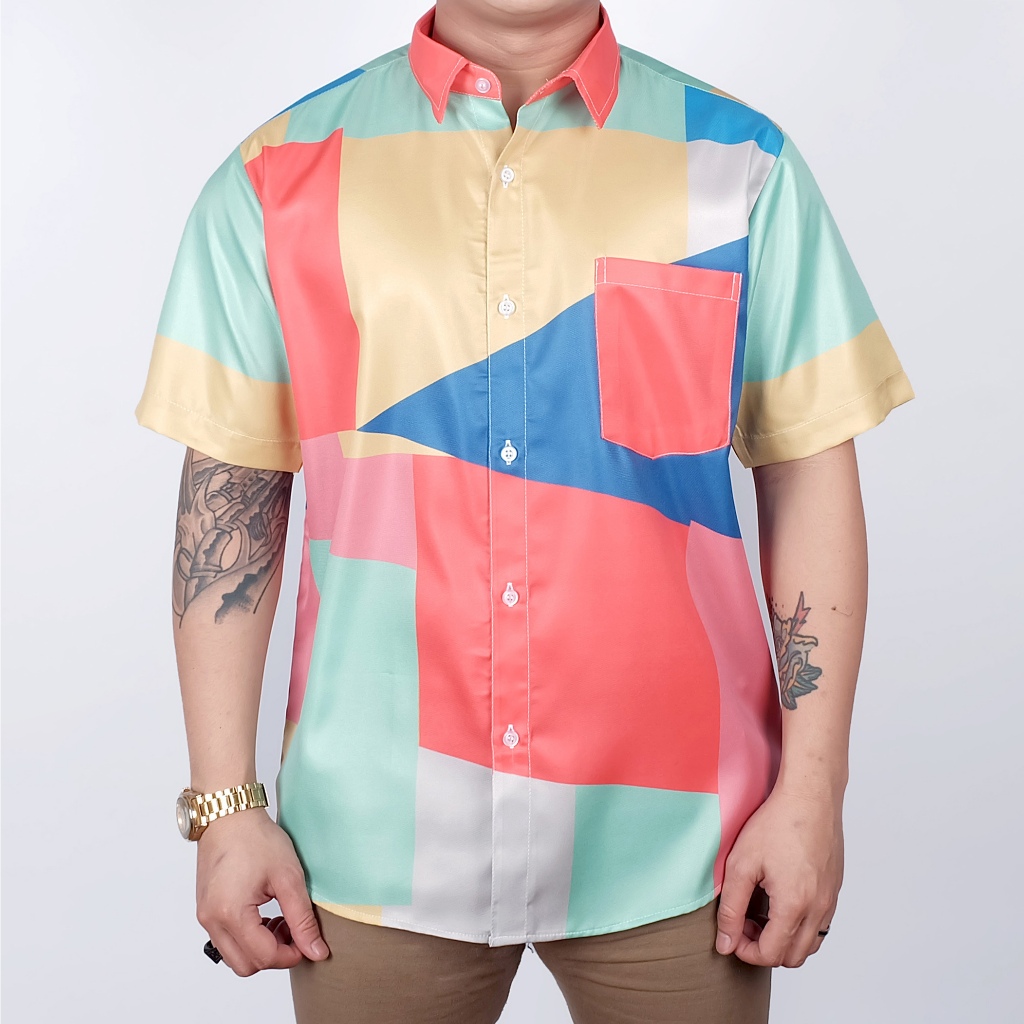 Jual Kemeja Pantai Lengan Pendek Pria Color Block Series - MATEO ...