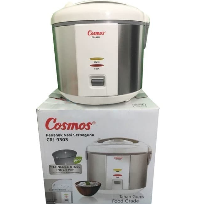 Jual COSMOS PENANAK NASI RICE COOKER CRJ-9303 BODY STAINLESS KAPASITAS ...