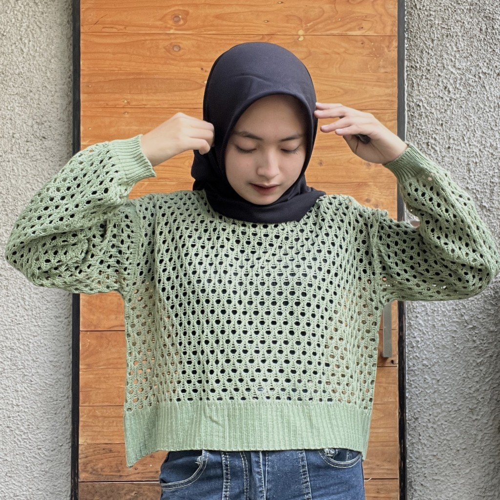 Jual Outer Knit Crop Top Jaring Magra | Baju Jaring Crop Wanita ...