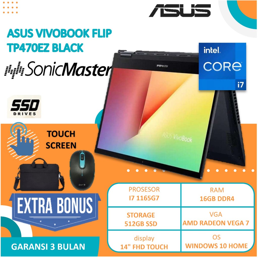 Jual ASUS VIVOBOOK FLIP TP470EZ i7 1165G7 16GB 512GB TOUCH WIN10HOME ...