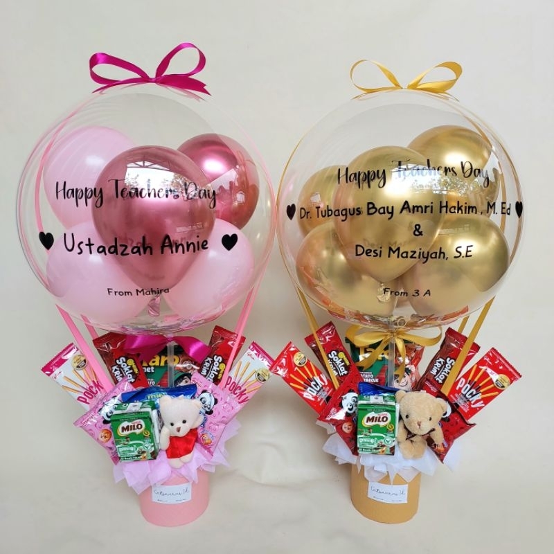 Jual Buket Balon Bunga Artificial Snack Kado Hari Guru/Wisuda Catsaurus ...