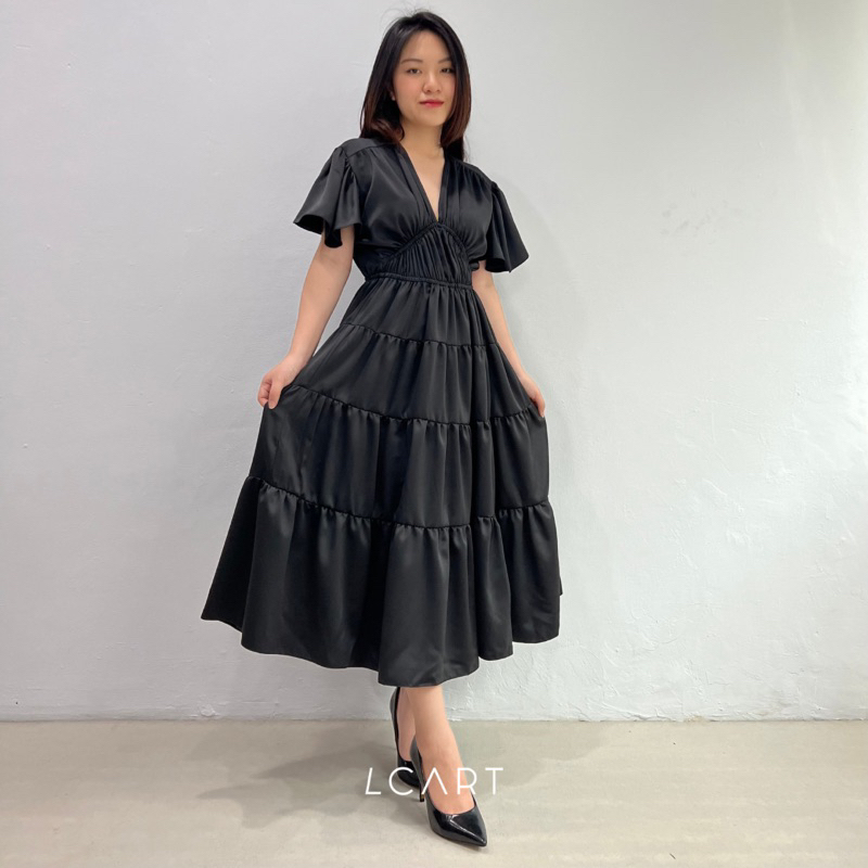 Jual LCART - Esme Satin Dress | Dress Satin Wanita | Shopee Indonesia