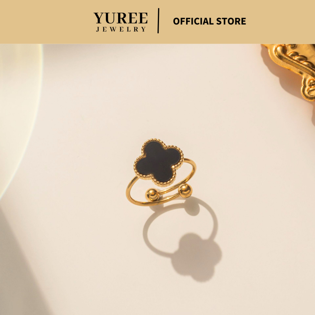 Jual YUREE • Alberta Ring • Perhiasan Cincin Clover Titanium • Cincin ...