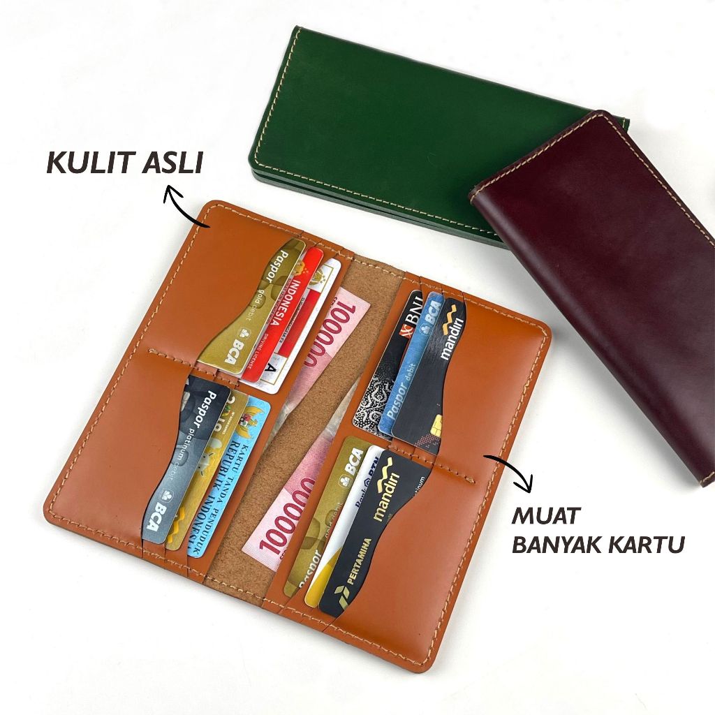 Jual Dompet cewek lipat model panjang - kartu banyak kulit sapi asli ...