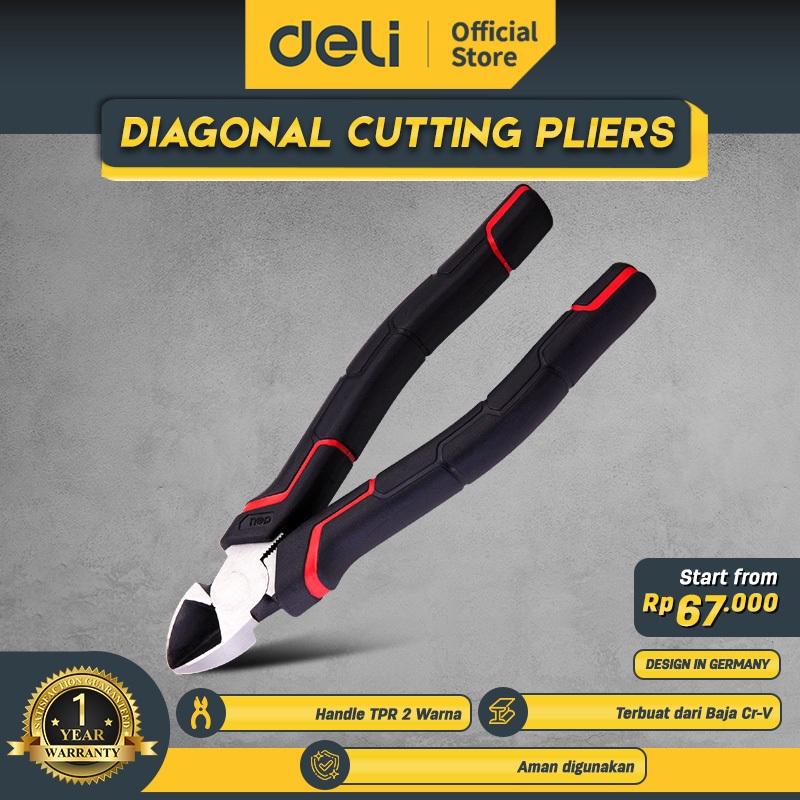 Jual Deli Premium Pliers/Tang Potong 7" Desain Warna Merah Premium ...
