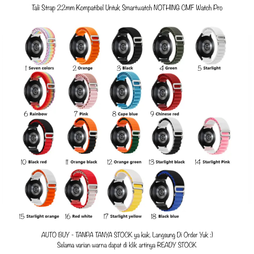 Jual Strap Nothing CMF Watch Pro - Tali Jam Tangan 22mm Nilon Pin Quick ...