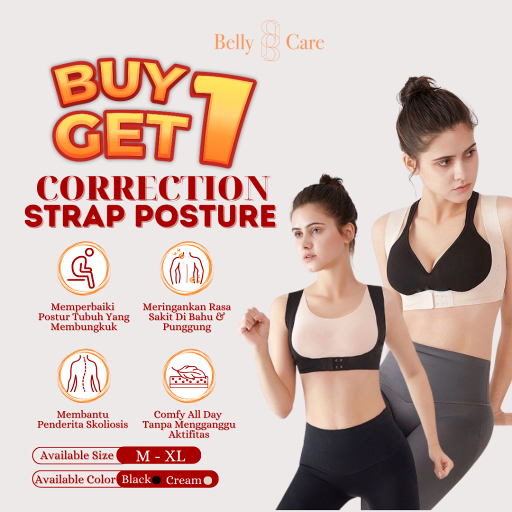 Jual BUY1GET 1 FREE Bellycare Correction Strap Posture - Correction Back Support Push Up ...