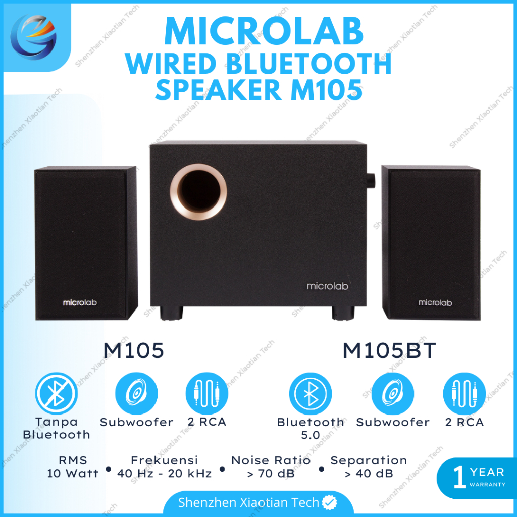 Jual Microlab M-105 Stereo Active Speaker Multimedia 10W RMS | Speaker Musik Multimedia M-105BT ...